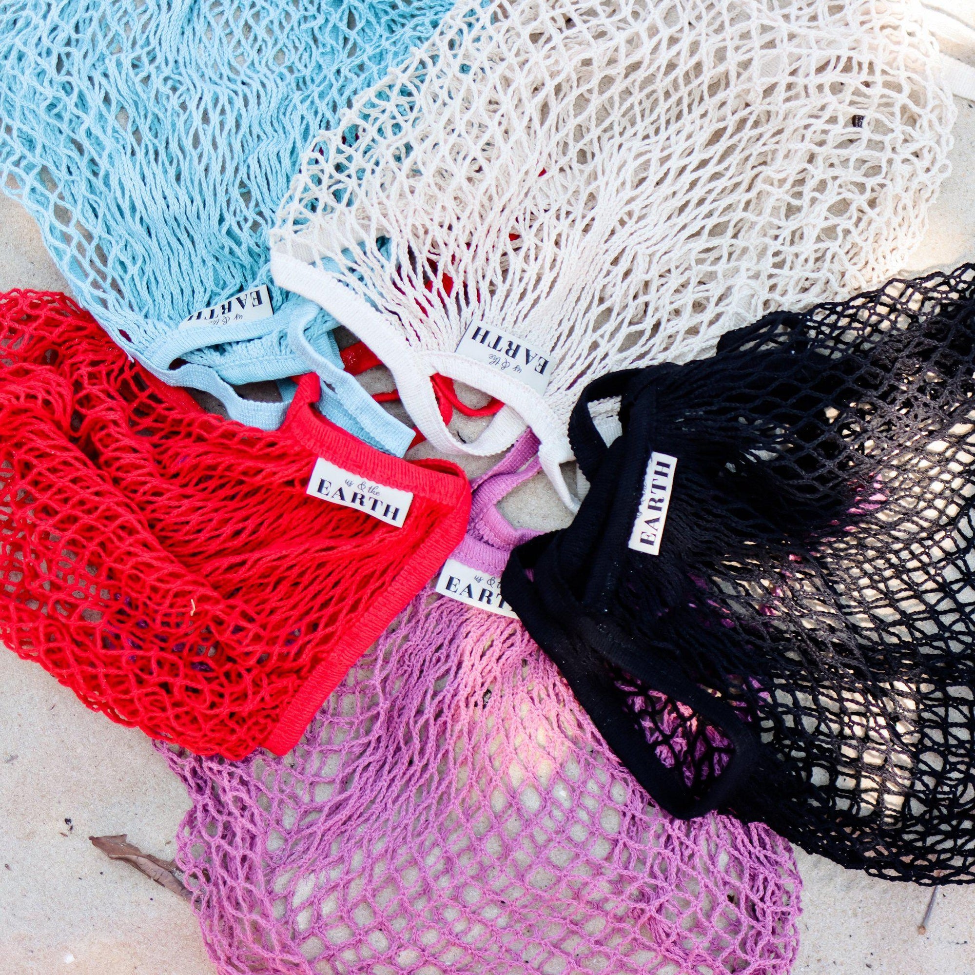 Eco-Friendly Set of 5 Reusable Mesh Shopping Net Bags