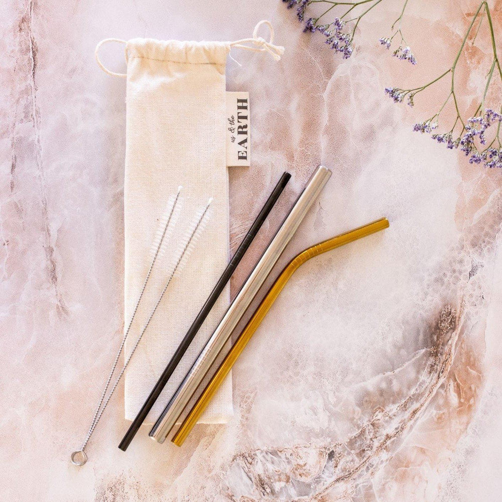 Environmentally-Friendly & Reusable Stainless Steel Straw Set